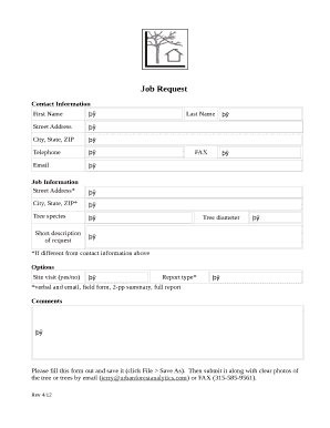 Fillable Online Job Request - Urban Forest Analytics Fax Email Print ...