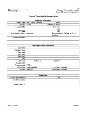 Fillable Online sisproject berkeley External Organization Request Form - SIS Project Fax Email ...
