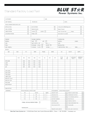 Fillable Online Factory Load Test - Oakley Services Inc. Fax Email ...
