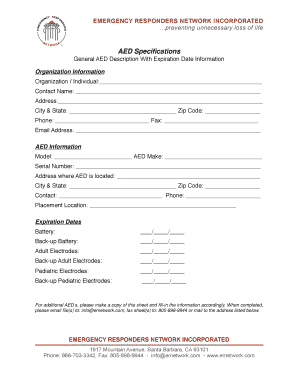 Fillable Online AED Specications General AED Description With ...
