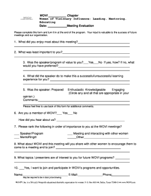 Fillable Online MeetingEvaluationForm.doc Fax Email Print - pdfFiller