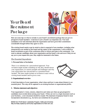 Fillable Online scwist Sample Board member recruitment package Fax ...