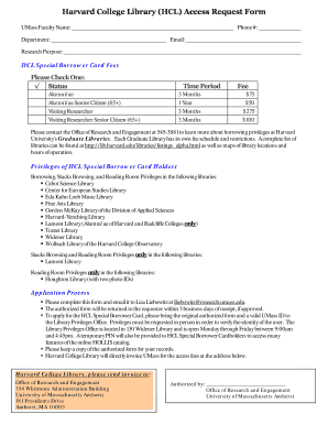 Fillable Online umass Harvard College Library HCL Access Request bFormb ...