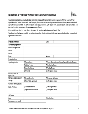 Fillable Online Feedback Form for Validators of the African Organic Fax Email Print - pdfFiller