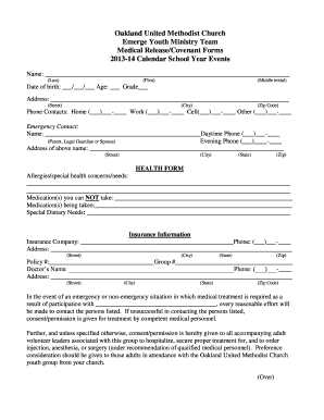 Fillable Online Oakland emerge Medical Release Form - Oakland United Methodist ... Fax Email ...