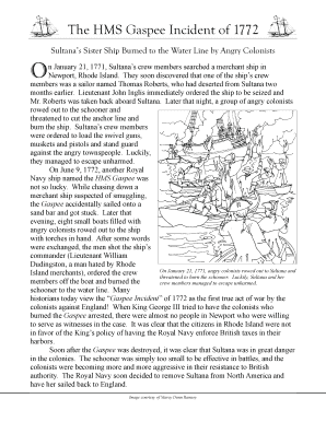Fillable Online The HMS Gaspee Incident of 1772 - Sultana Education ...
