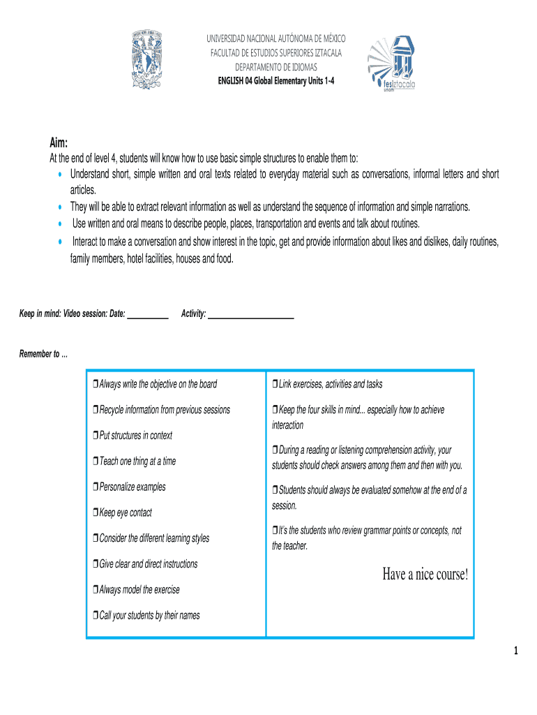 Fillable Online antares iztacala unam DEPARTAMENTO DE IDIOMAS - antares iztacala unam Fax Email ...