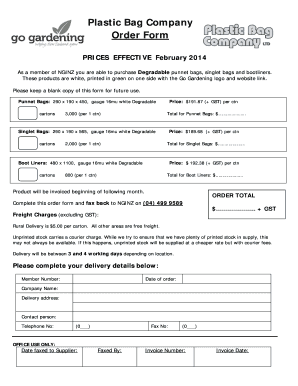 Fillable Online Bags order form - NGINZ Fax Email Print - pdfFiller