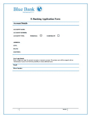 Fillable Online E-Banking Application Form - Blue Bank International ...