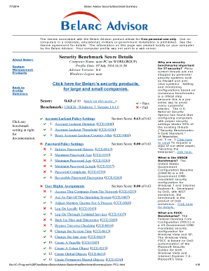 Fillable Online Belarc Advisor Security Benchmark Summary Fax Email ...