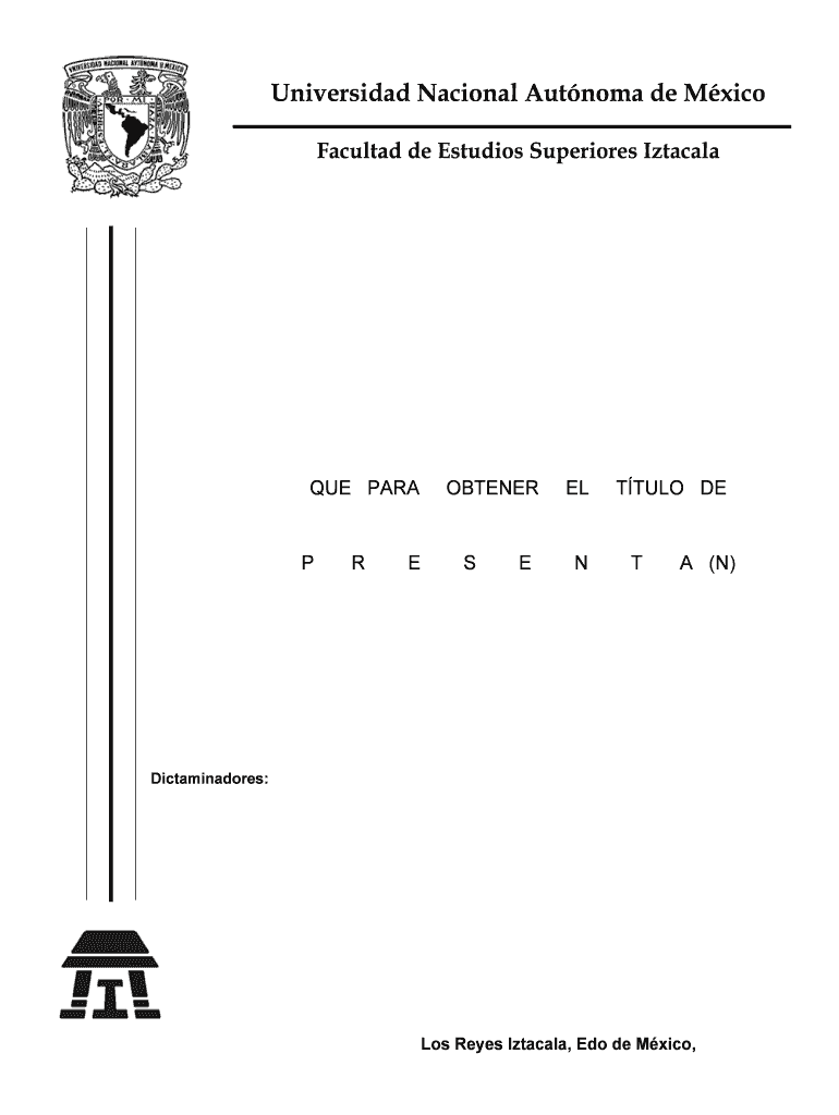 Fillable Online psicologia iztacala unam Caratula - Facultad de ...