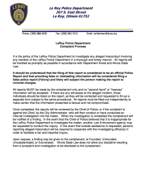 Fillable Online leroyilpolice Le Roy Police Department - leroyilpolice ...