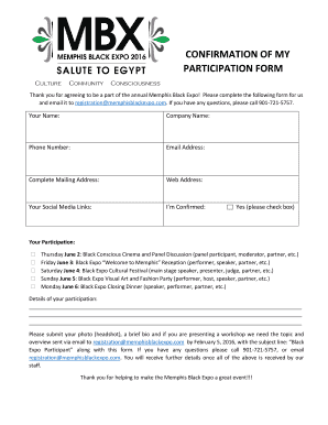 Fillable Online CONFIRMATION OF MY PARTICIPATION FORM Fax Email Print ...