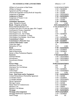 Fillable Online FEE SCHEDULE FOR LAND RECORDS Fax Email Print - pdfFiller