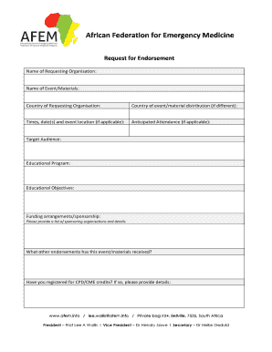 Fillable Online afem BAFEMb Endorsement Form Fax Email Print - pdfFiller