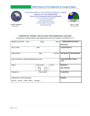 Fillable Online Temporary Permit Application for Emergency Repairs ...