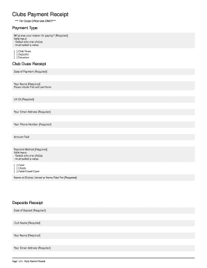 Fillable Online Clubs Payment Receipt UVU Clubs Organizations Form Fax Email Print - pdfFiller