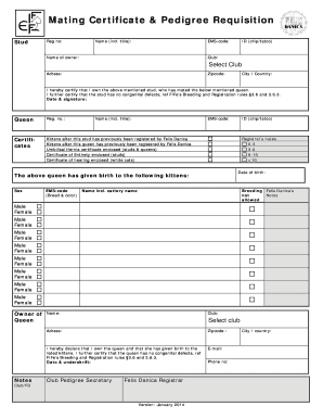Fillable Online jyrak Mating Certificate & Pedigree Requisition Fax ...