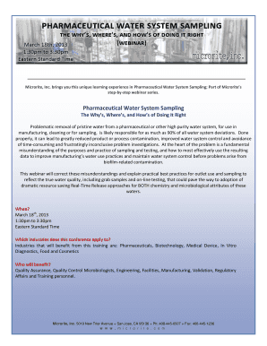 Fillable Online Pharmaceutical Water System Sampling - MicroRite Inc ...
