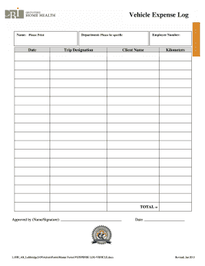 Fillable Online Period Vehicle Expense Log - greystokehomescom Fax ...