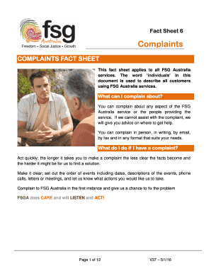 Fillable Online This fact sheet applies to all FSG Australia Fax Email ...
