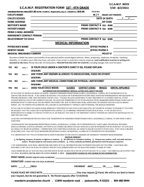 Fillable Online SCAMP WEEK SCAMP REGISTRATION FORM 1ST - 4TH Fax Email ...