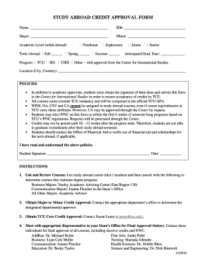 Fillable Online Study Abroad Credit Approval Form Fax Email Print - pdfFiller