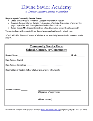 Fillable Online Christian Service- School, Church, and Community Fax ...