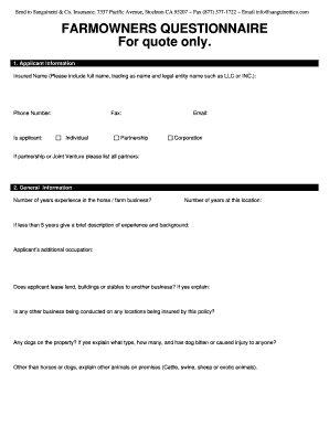 Fillable Online Thank you for your interest in our farm insurance ...