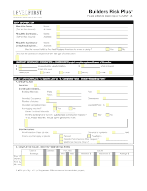 Fillable Online Builders Risk appxls Fax Email Print - pdfFiller