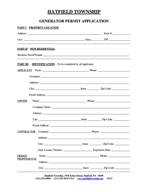 Fillable Online hatfieldtownship Generator Permit Application ...