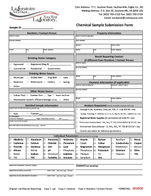 Fillable Online Chemical Sample Submission Form - bcomeauseabbcomb Fax ...