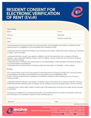 Fillable Online EVoR consent form - Evolve Housing Fax Email Print ...