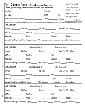 Fillable Online GOOD SHEPHERD PARISH CENSUSR FORM Fax Email Print ...