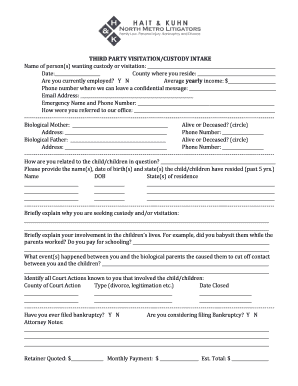 Fillable Online Family - 3rd party custody intake - North Metro ...