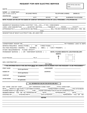 Fillable Online REQUEST FOR NEW ELECTRIC SERVICE Fax Email Print ...