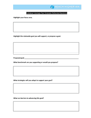 Fillable Online Individual Strategic Plan Template: Reflection ...