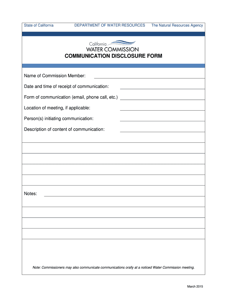 Fillable Online cwc ca COMMUNICATION DISCLOSURE FORM - California Fax ...