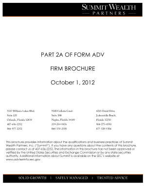 Fillable Online PART 2A OF FORM ADV FIRM BROCHURE October 1 2012 Fax ...