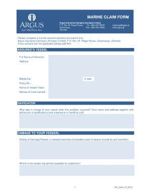 Fillable Online argus MARINE CLAIM FORM - bArgusb Fax Email Print ...