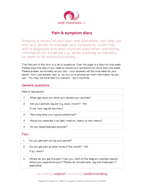 Fillable Online Pain & symptom diary Fax Email Print - pdfFiller