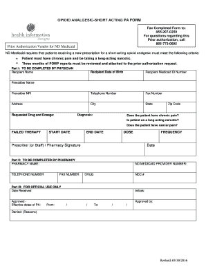 Fillable Online OPIOID ANALGESIC-SHORT ACTING PA FORM Fax Email Print ...