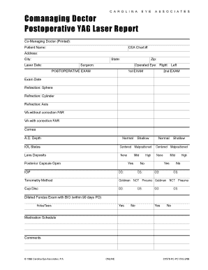Fillable Online Comanaging Doctor Postoperative YAG Laser Report Fax ...