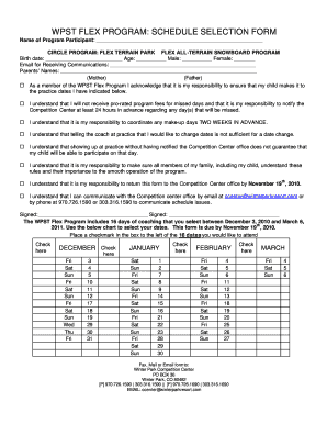 Fillable Online WPST FLEX PROGRAM SCHEDULE SELECTION FORM Fax Email ...