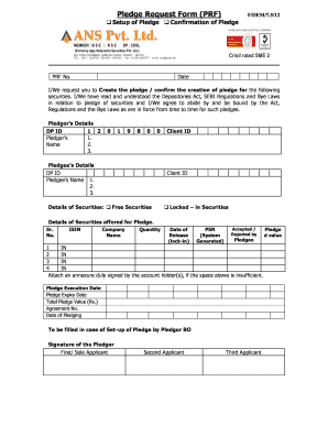 Fillable Online Pledge Request Form PRF FDEM7512 Setup of Pledge Fax ...