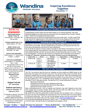 Fillable Online wandinaprimaryschool wa edu Bluff point primary school ...