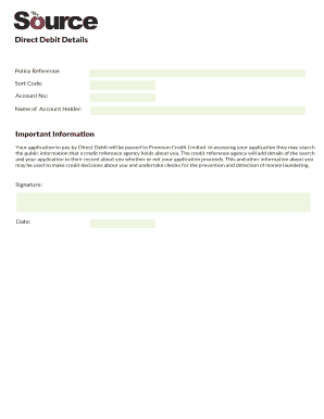 Fillable Online thesource co Direct Debit Details Form Fax Email Print ...