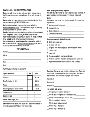 Fillable Online oregon-oa How to register ONE FORM PER PERSON, PLEASE ...