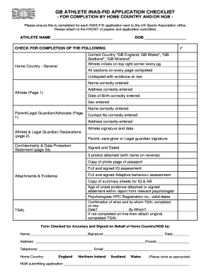 Fillable Online uksportsassociation GB ATHLETE INAS-FID APPLICATION ...