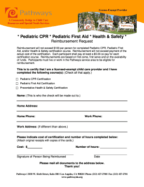 Fillable Online Pediatric CPR * Pediatric First Aid * Health & Safety ...